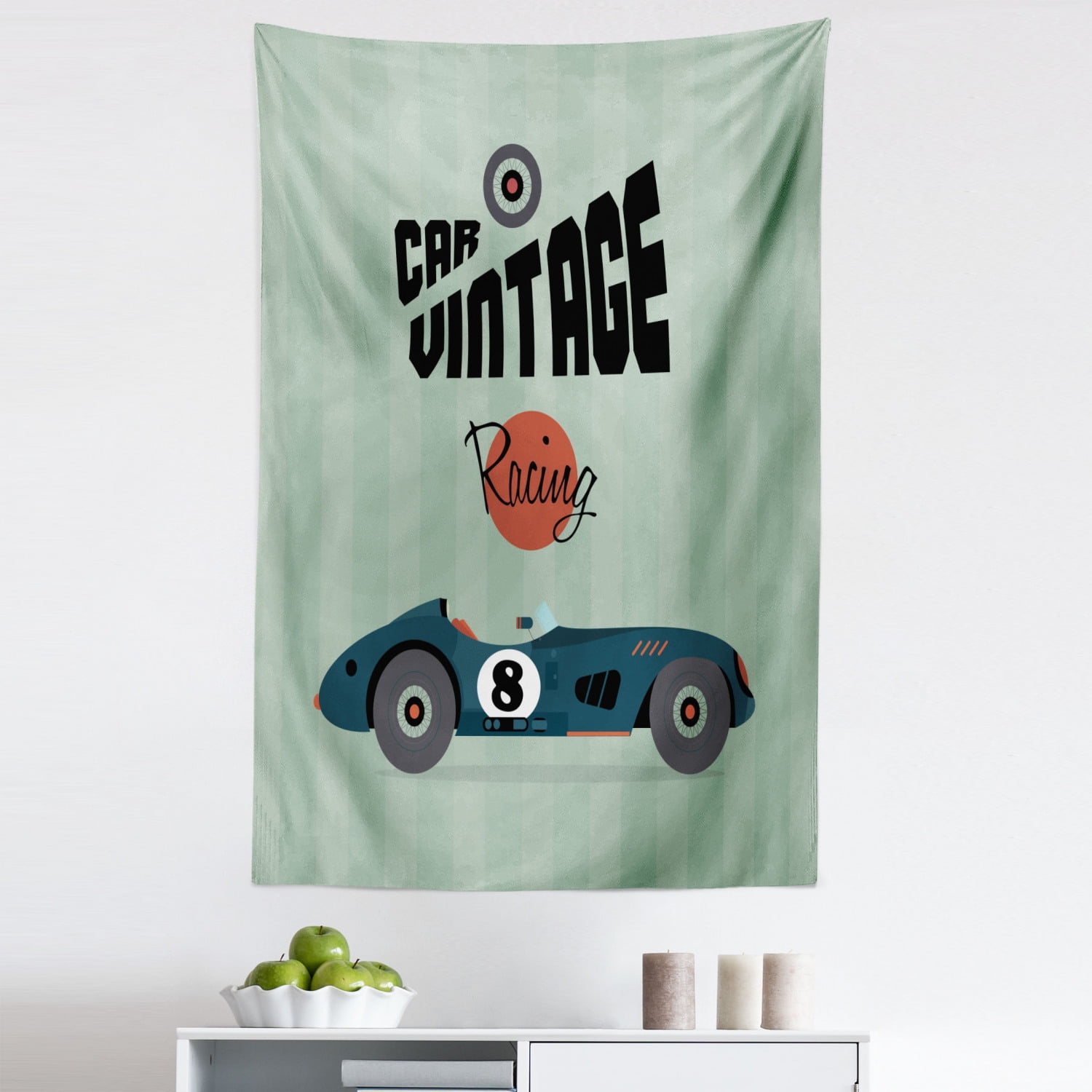 Cars Tapestry, Classical Vintage Car Poster Racing Sports Competition ...