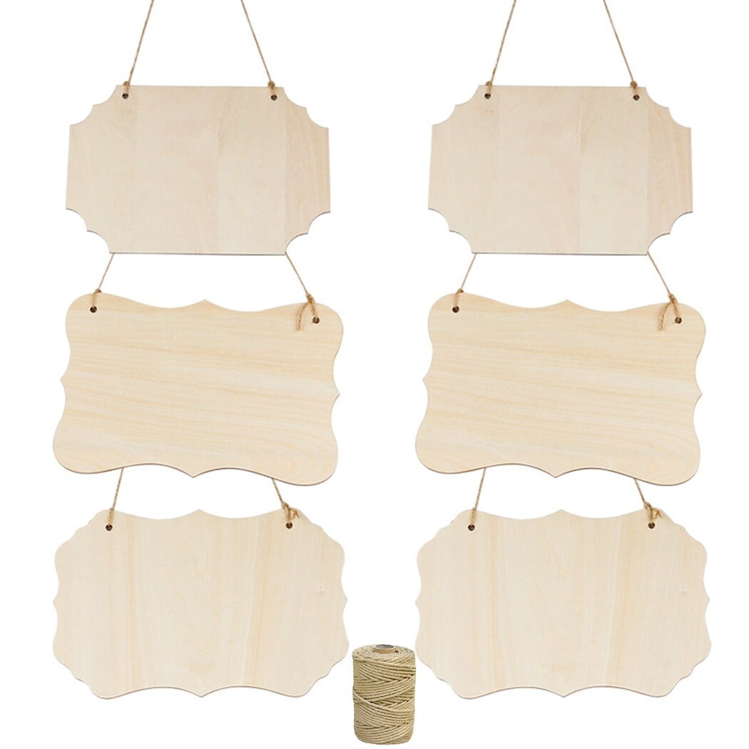 Letrero de madera en blanco sin terminar, 6 uds., letrero rectangular ...