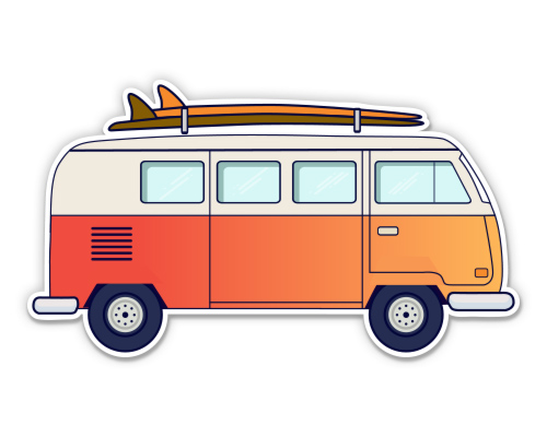 Retro Surf Van Beach Catch the Wave - 5" Vinyl Sticker - For Car Laptop ...