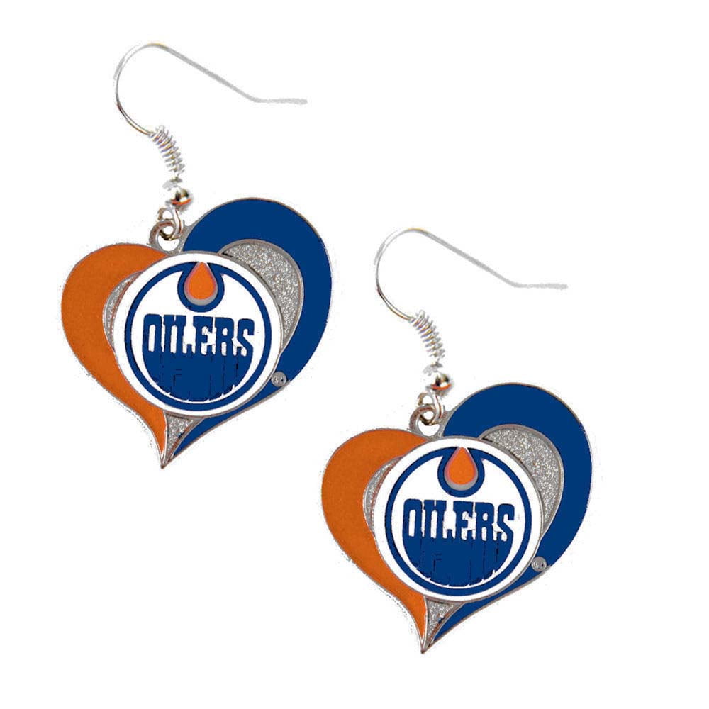 NHL Edmonton Oilers Swirl Heart Earring Dangle Logo Charm Gift ...