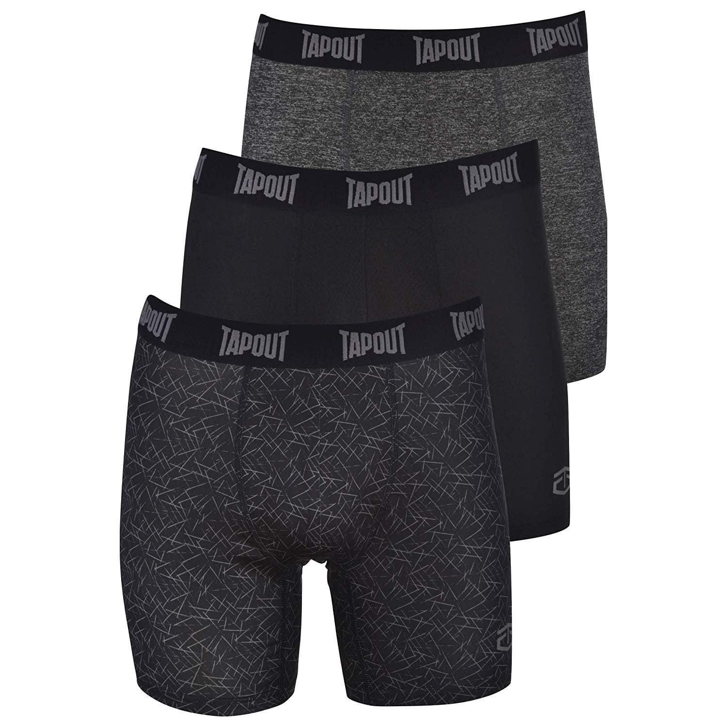 TapouT Mens Performance Boxer Briefs - 3-Pack Stretch Performance ...