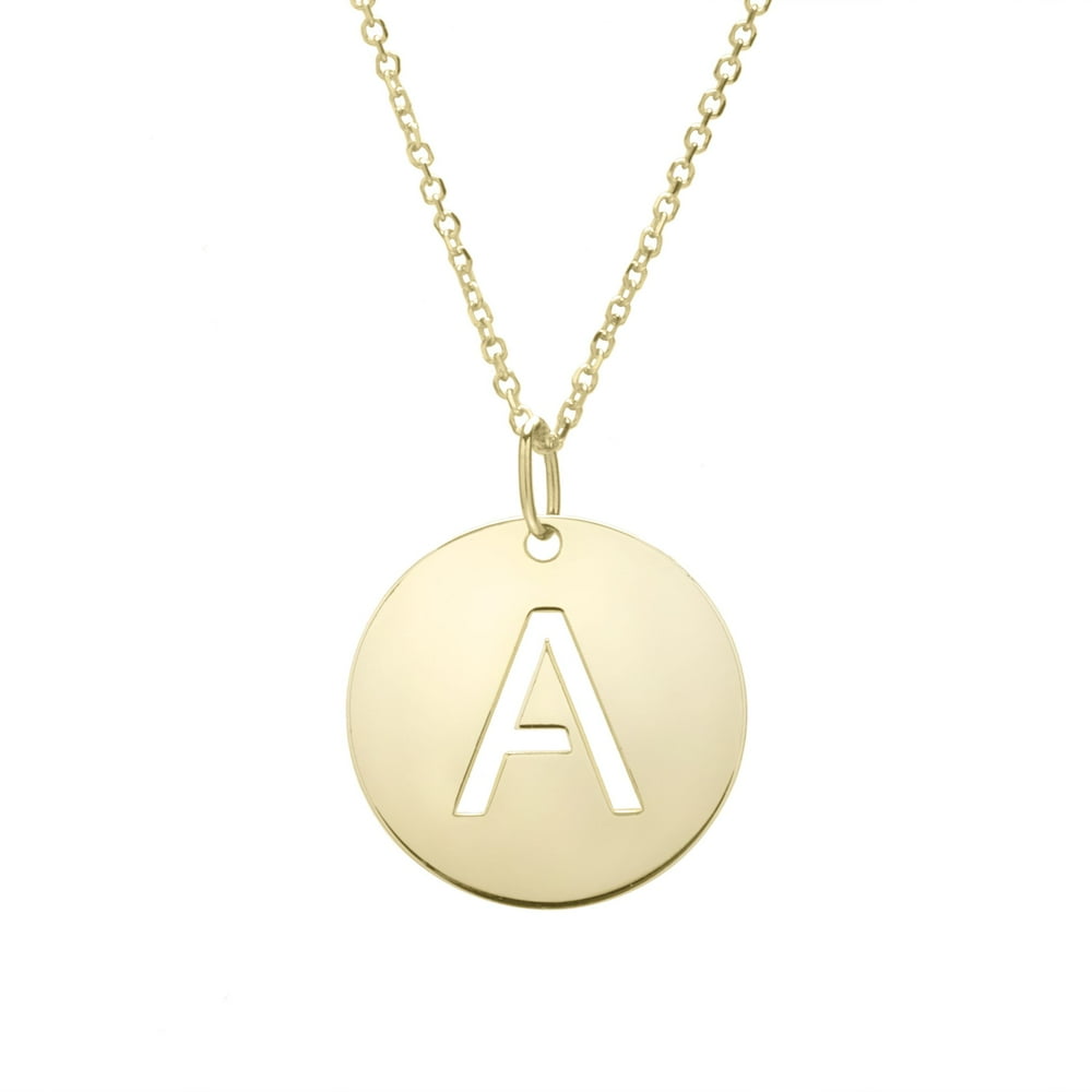 Jewelry Affairs - 14k Yellow Gold Initial Letter A Round Pendant ...
