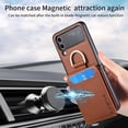 Leather Wallet Stand Phone Case with Ring for Samsung Galaxy Z Flip 4/3 ...