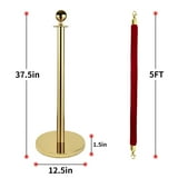 HYNAWIN Gold Stanchion Set 8PCS Posts 5FT Red Velvet Rope Crowd Control ...