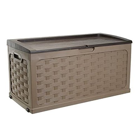 STARPLAST 56811 Plastic Weave Sit-On Storage Box - 88 Gallon - Mocha ...