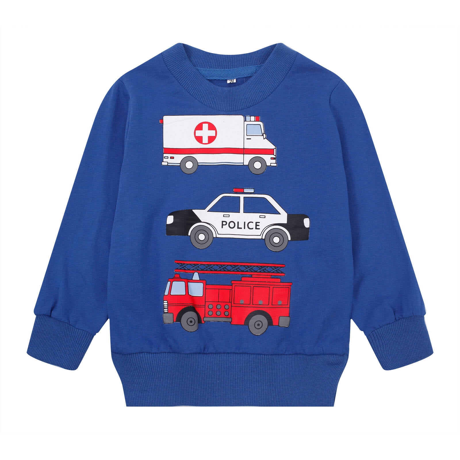 Boys Sweatshirts Fire Police Car Long Sleeve Crewneck Pullover Shirts ...
