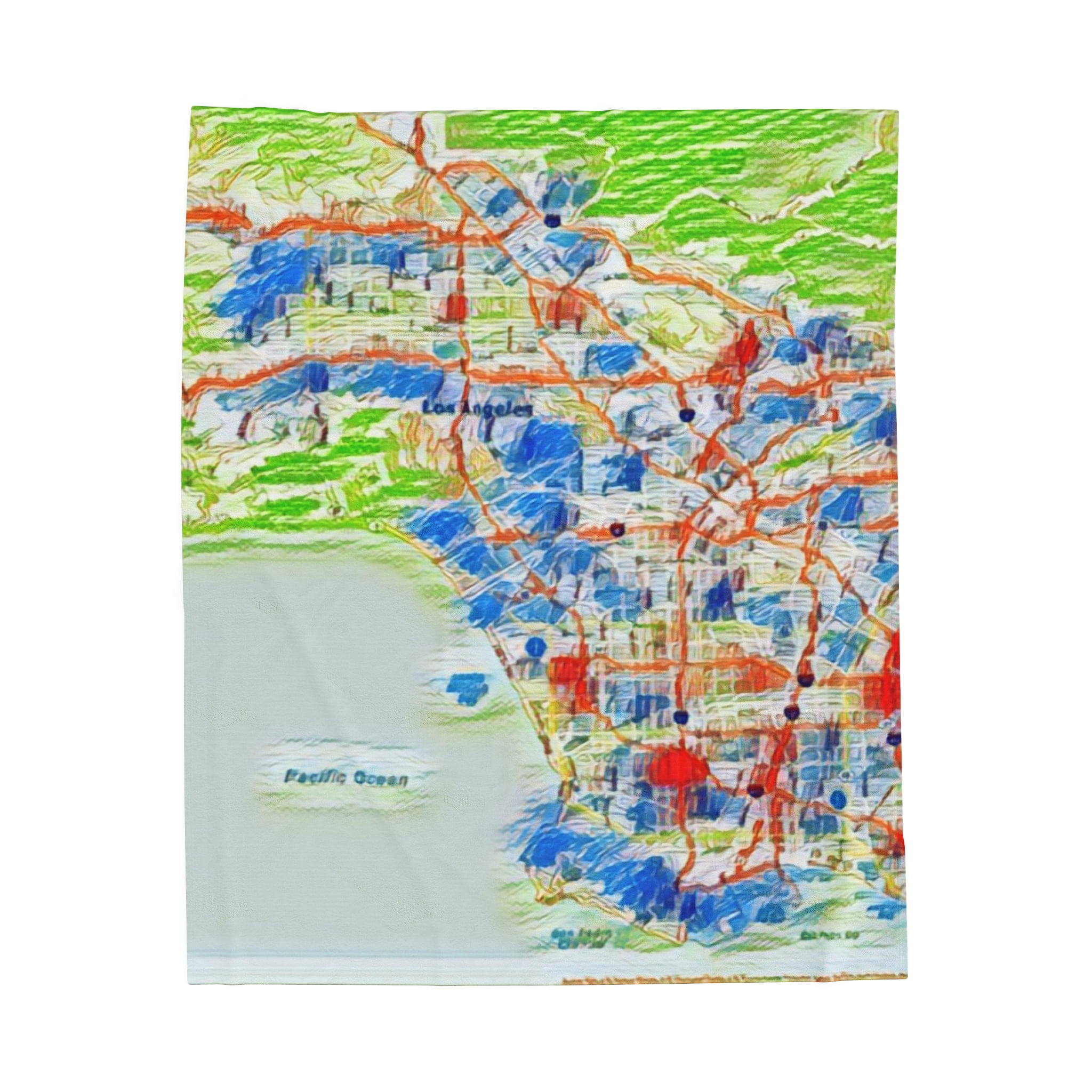 Los Angeles Cartoon Map, Velveteen Plush Blanket - Walmart.com