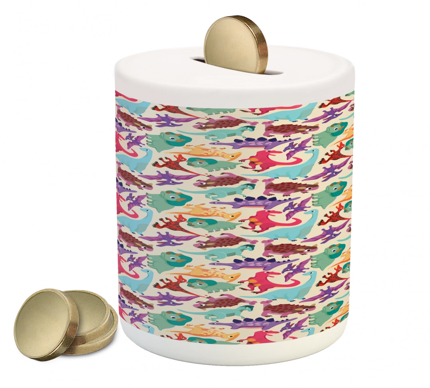 Dinosaur Piggy Bank, Monsters Pattern Dinosaurs Caricature Cartoon ...
