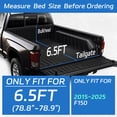 6.5FT Soft Roll-Up Truck Bed Tonneau Cover For 2015-2025 Ford F-150 ...