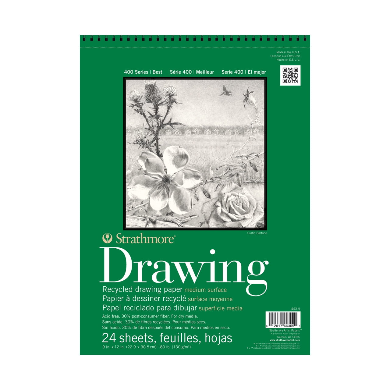 Strathmore Drawing Paper Pad, 400 Series, 9" x 12", Recycled - Walmart ...