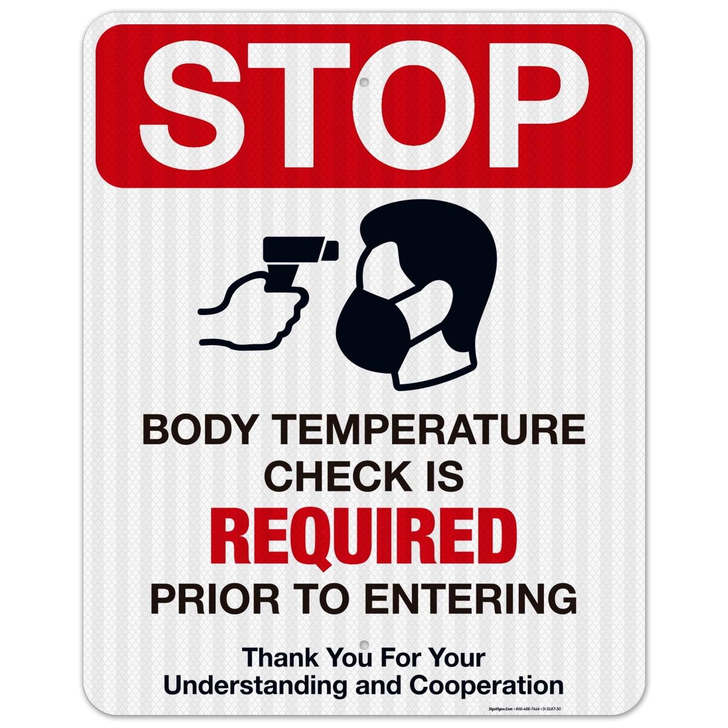 Stop Body Temperature Check Required Prior To Entering Sign, - Walmart.com