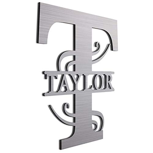 JASS GRAPHIX Taylor 12" Brushed Aluminum Taylor Monogrammed Sign Door ...