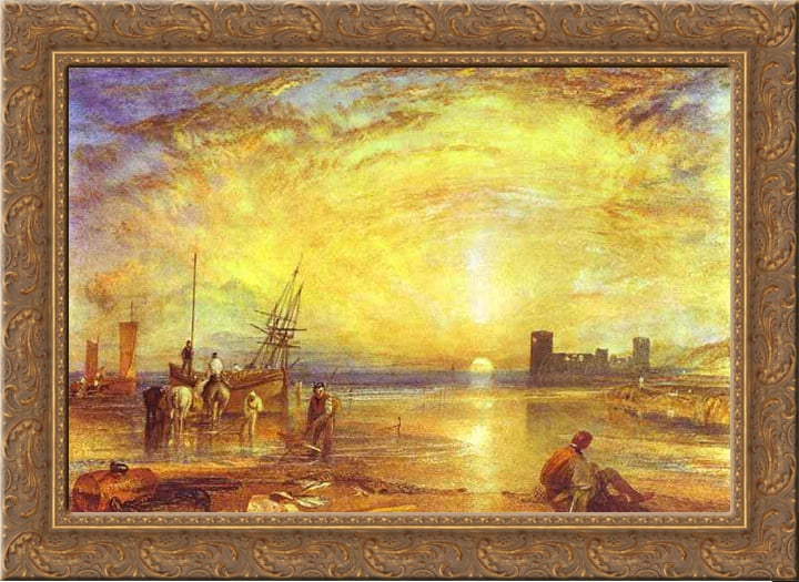 Flint Castle 24x18 Gold Ornate Wood Framed Canvas Art by William Turner ...