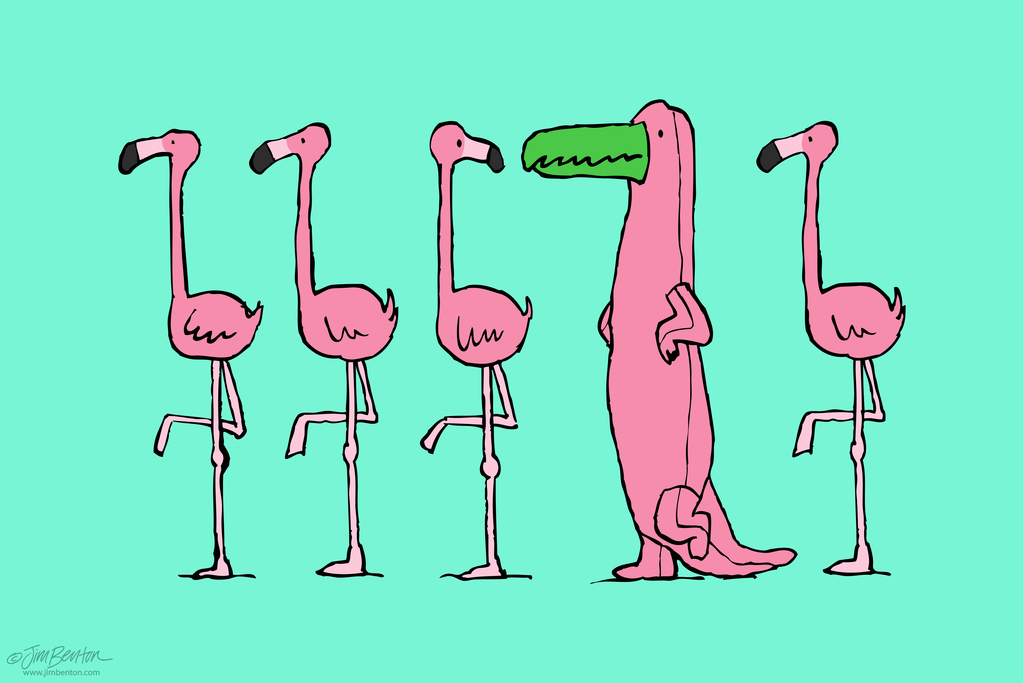 Jim Benton Flamingo Gator Costume Funny Flamingo Prints Flamingo Wall ...