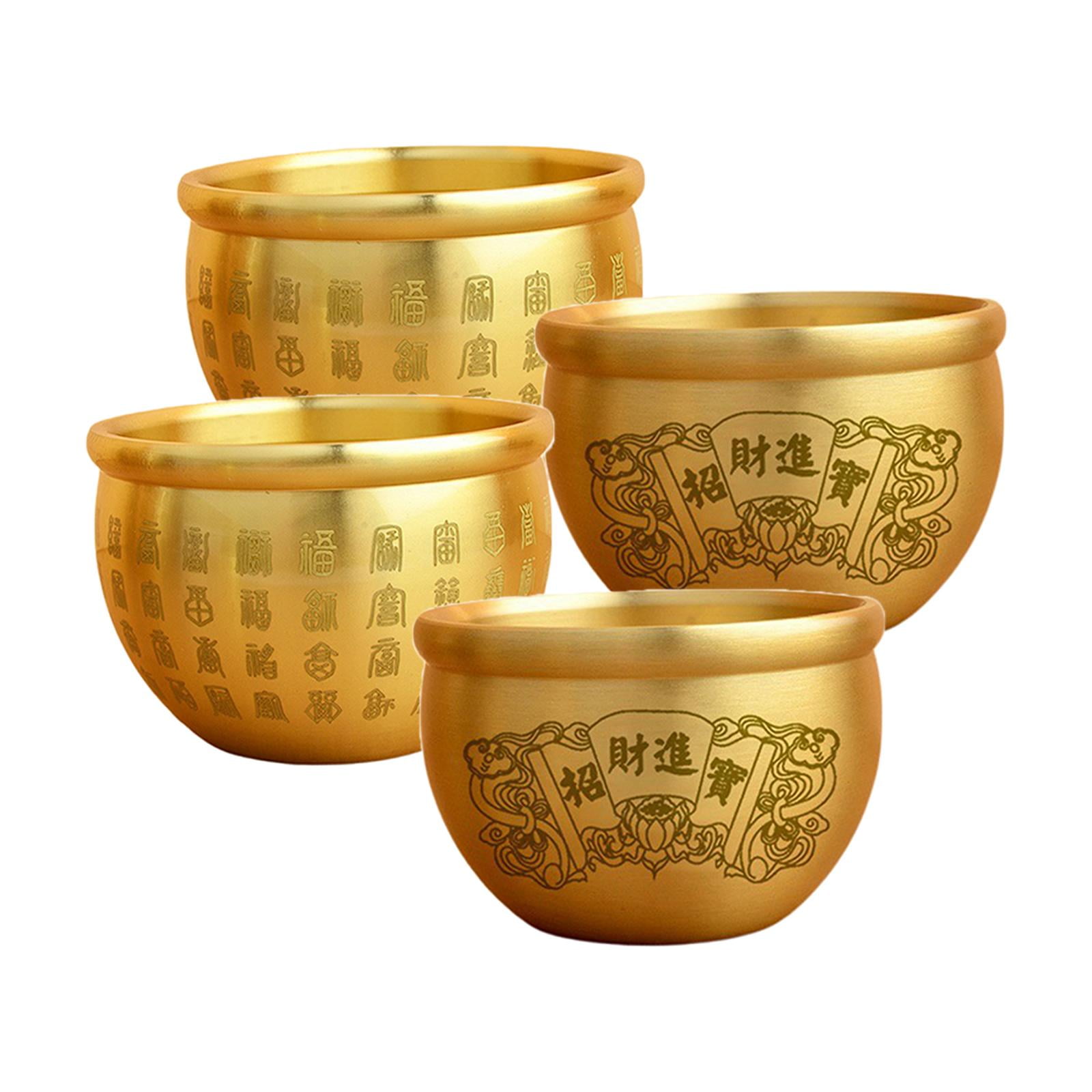 4x Brass Feng Shui Bowl Luck Fortune Folk Chinese Traditional Treasure ...