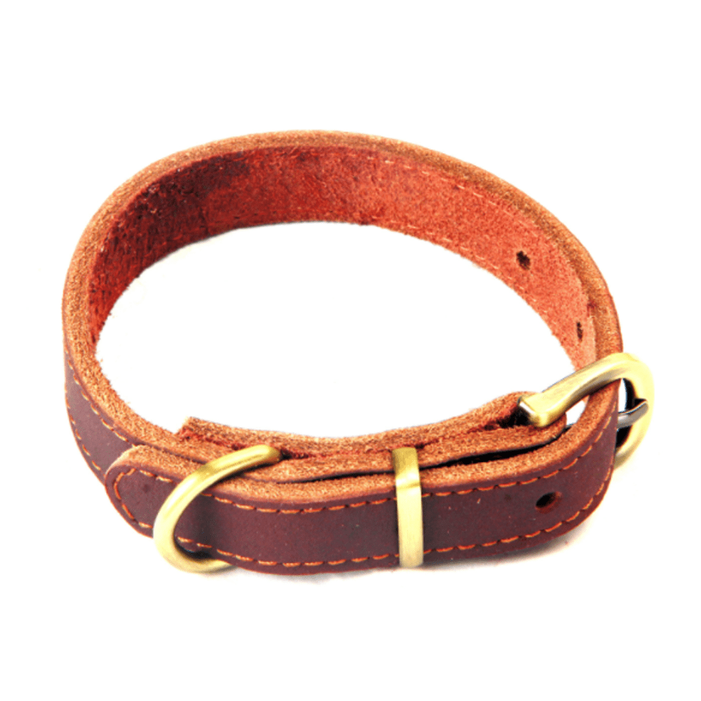 Cow Skin Collar Pet Collar Brass Buckle Crazy Horse Skin Dog Collar Cow ...