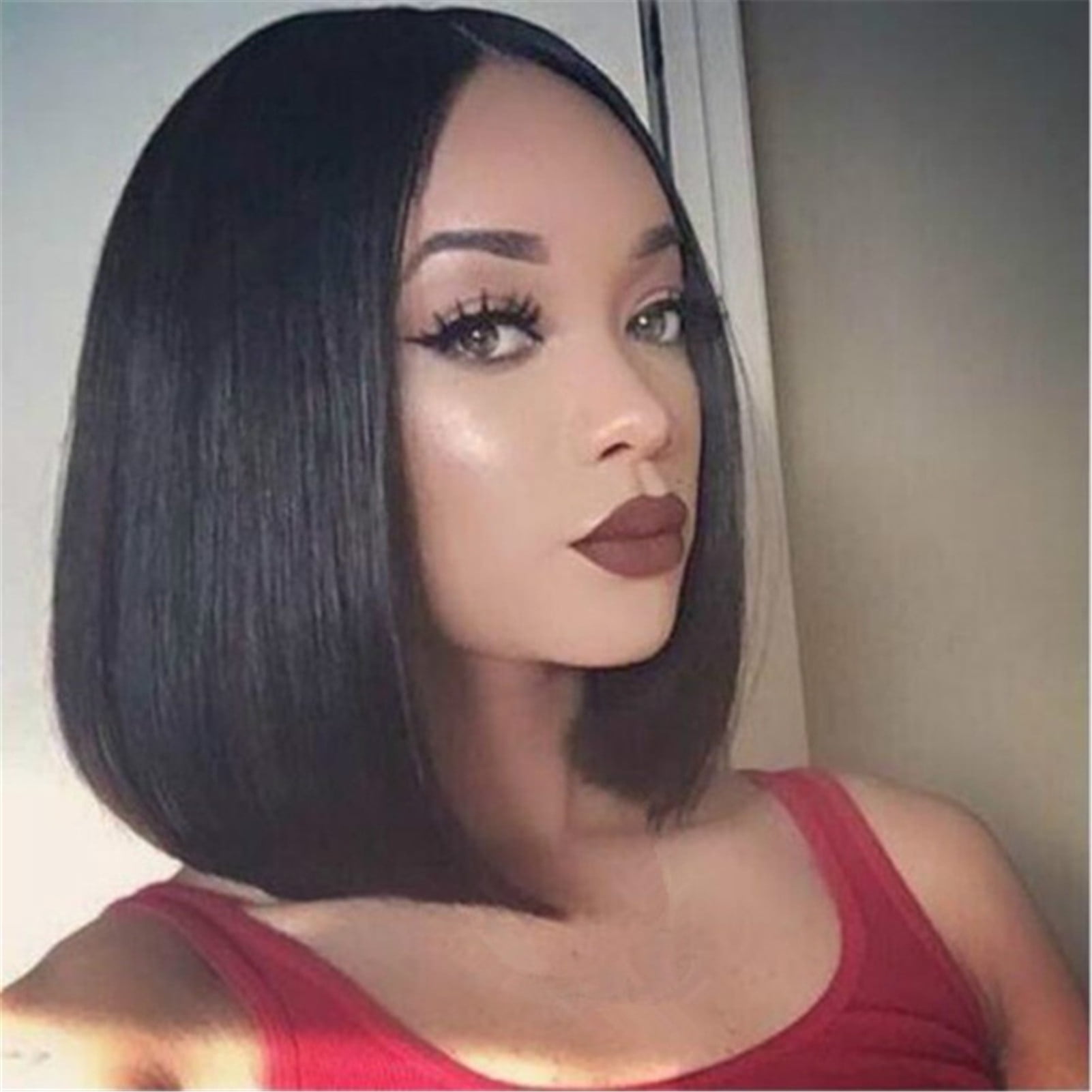 Neinkie Short Bob Wigs Lace Front Wigs Human Hair Straight Bob Wigs Brazilian Virgin Straight Bob Human Hair Wigs For Black Women Bleached Knots Pre P
