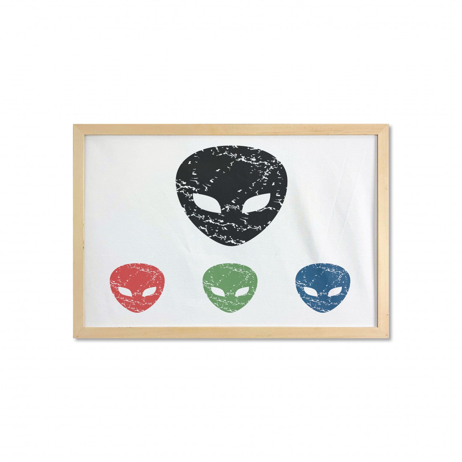 Outer Space Wall Art with Frame, Grunge Illustration of a Surreal Alien ...