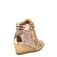 Peggy-44 Women's Glitter Metallic Lace Up Low Top Low Wedge Fashion ...