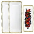 VEZEE Aristocrat Collection Narrow Serving Trays White & Gold 13.75x6 ...