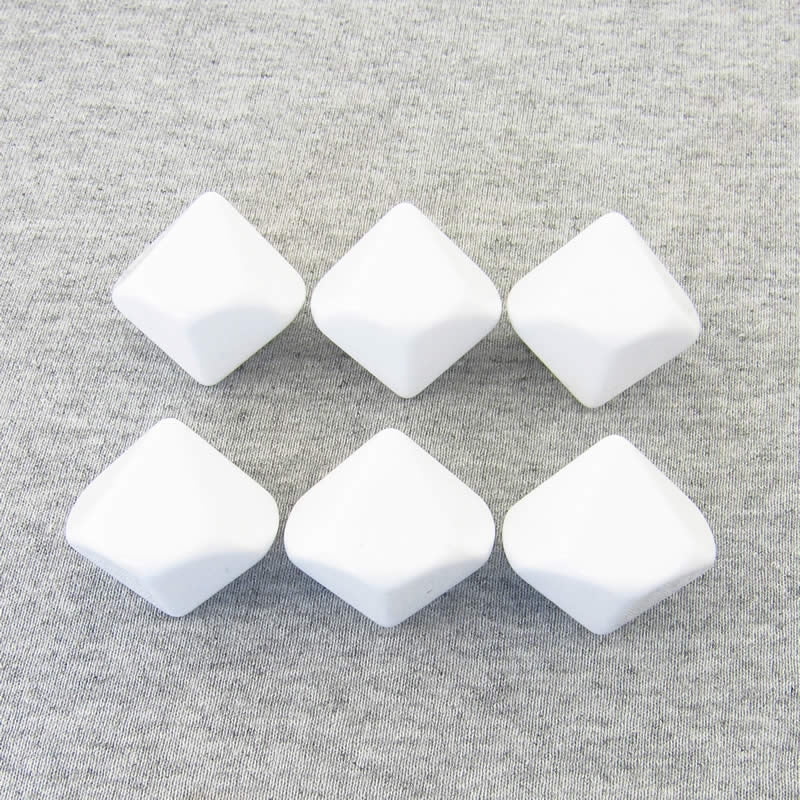 White Opaque Blank 10 Sided Dice(D10) Cubes 25mm (1in) Set of 6 Dice ...
