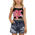 CUZIBR Girls Outfits Summer Floral Print Spaghetti Strap Sleeveless ...