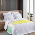 Abstract Yellow Bed Runner Scarf, Green and White Ombre Ocean Wave Twin ...