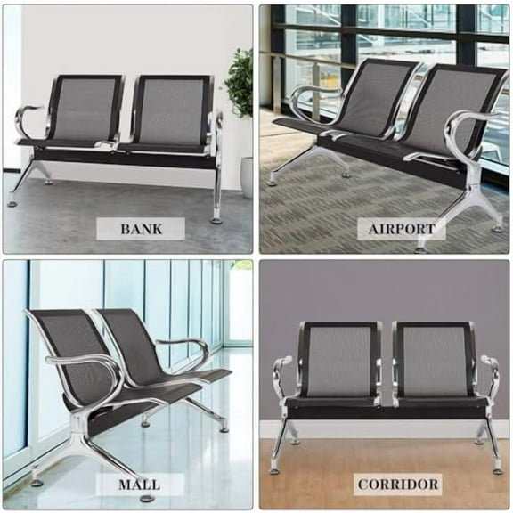 Kinbor Set of 2 Waiting Room Chairs, 2-Seat Airport Reception Chairs ...