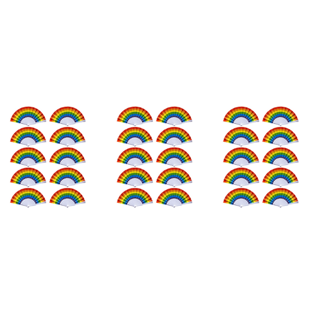 30X Rainbow Fan Pride Folding HandHeld Fans Gay Pride Accessories ...