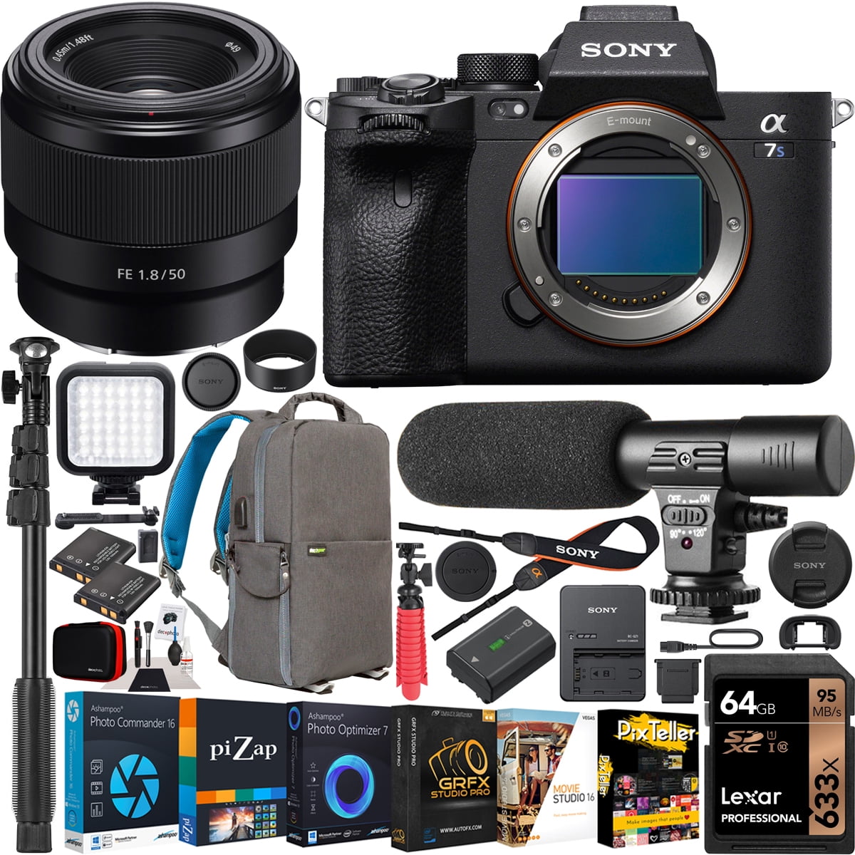 Sony a7s III Full Frame Mirrorless Camera Body with FE 50mm F1.8 Lens ...