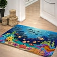 Ocean Bathroom Rugs, Underwater Sea Tropical Fish Bath Mat with Under ...