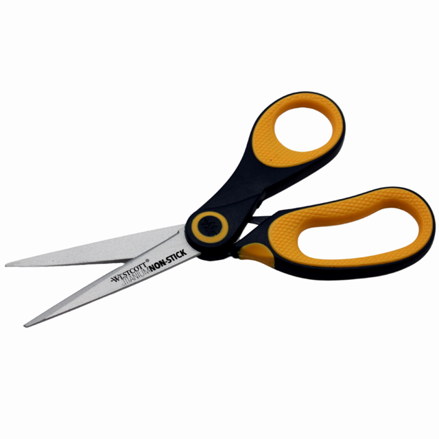 Westcott 8" Titanium Nonstick Straight Yellow/Grey Handle Scissors ...