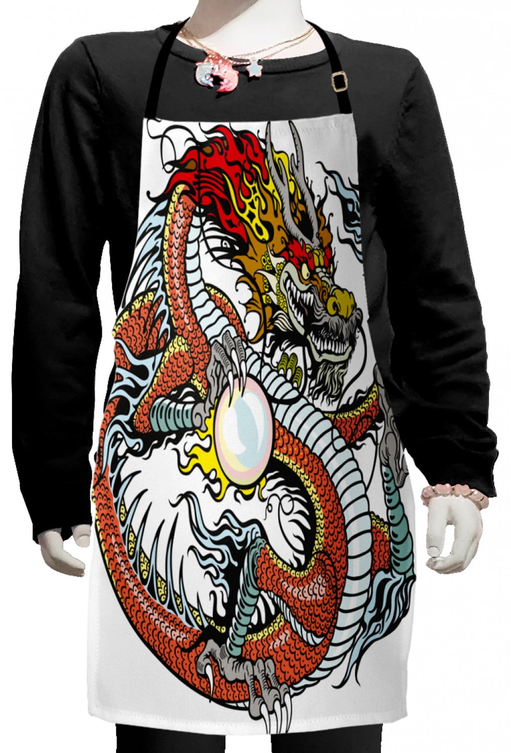 Dragon Kids Apron, Traditional Chinese Creature Holding a Large Pearl ...