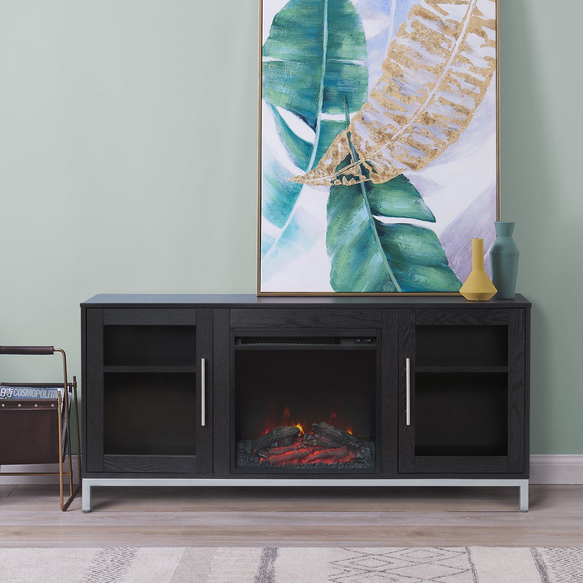 Free Shipping Teamson Home Lainey 54 Entertainment Center with Fireplace Walmart