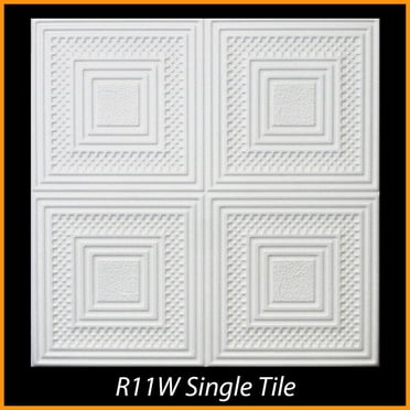 R24 Decorative Styrofoam Adhesive Ceiling Tile, Plain White, 8 Piece ...