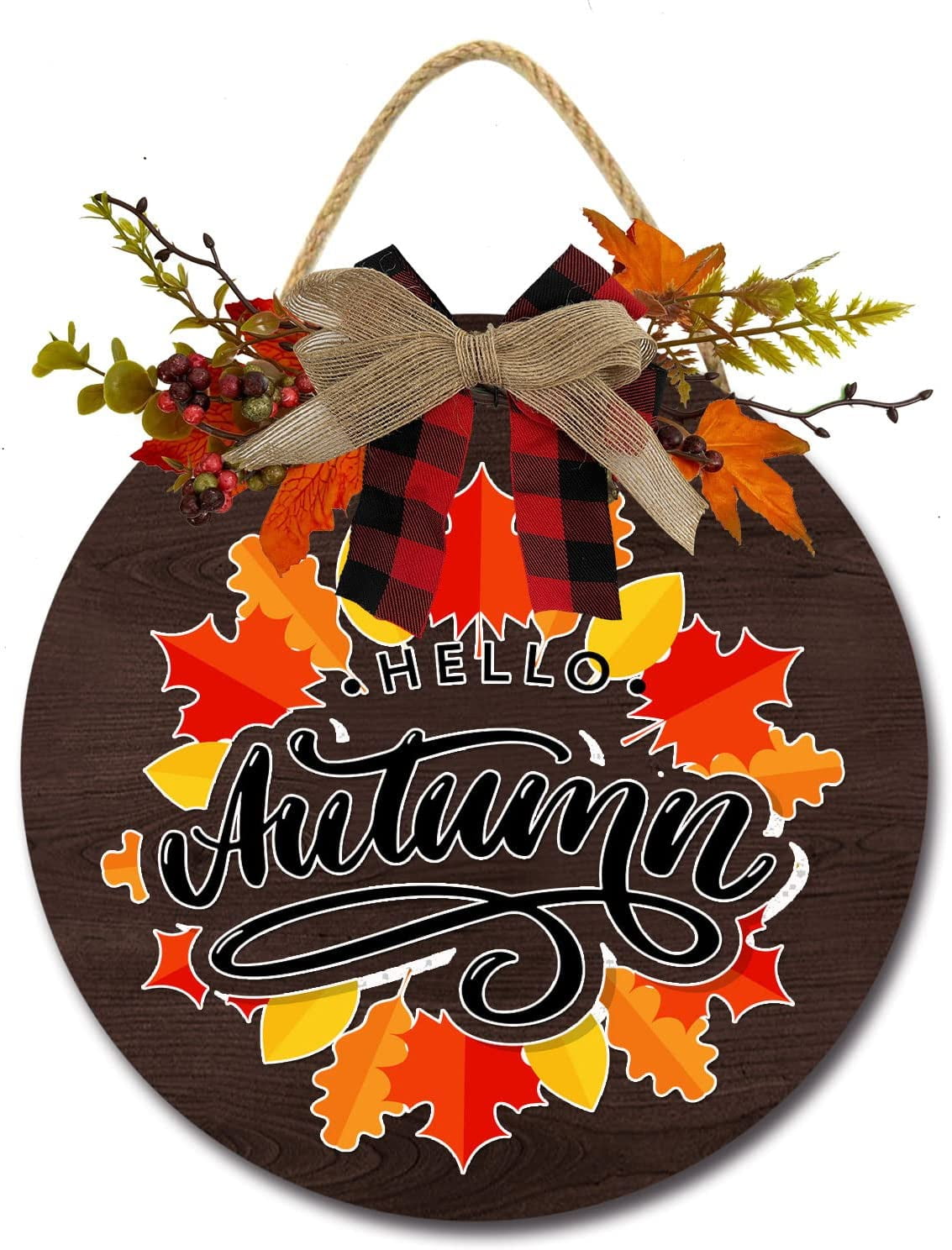 Eveokoki 11" Hello Autumn Door Sign,Hello Fall Door Sign,Welcome Autumn ...