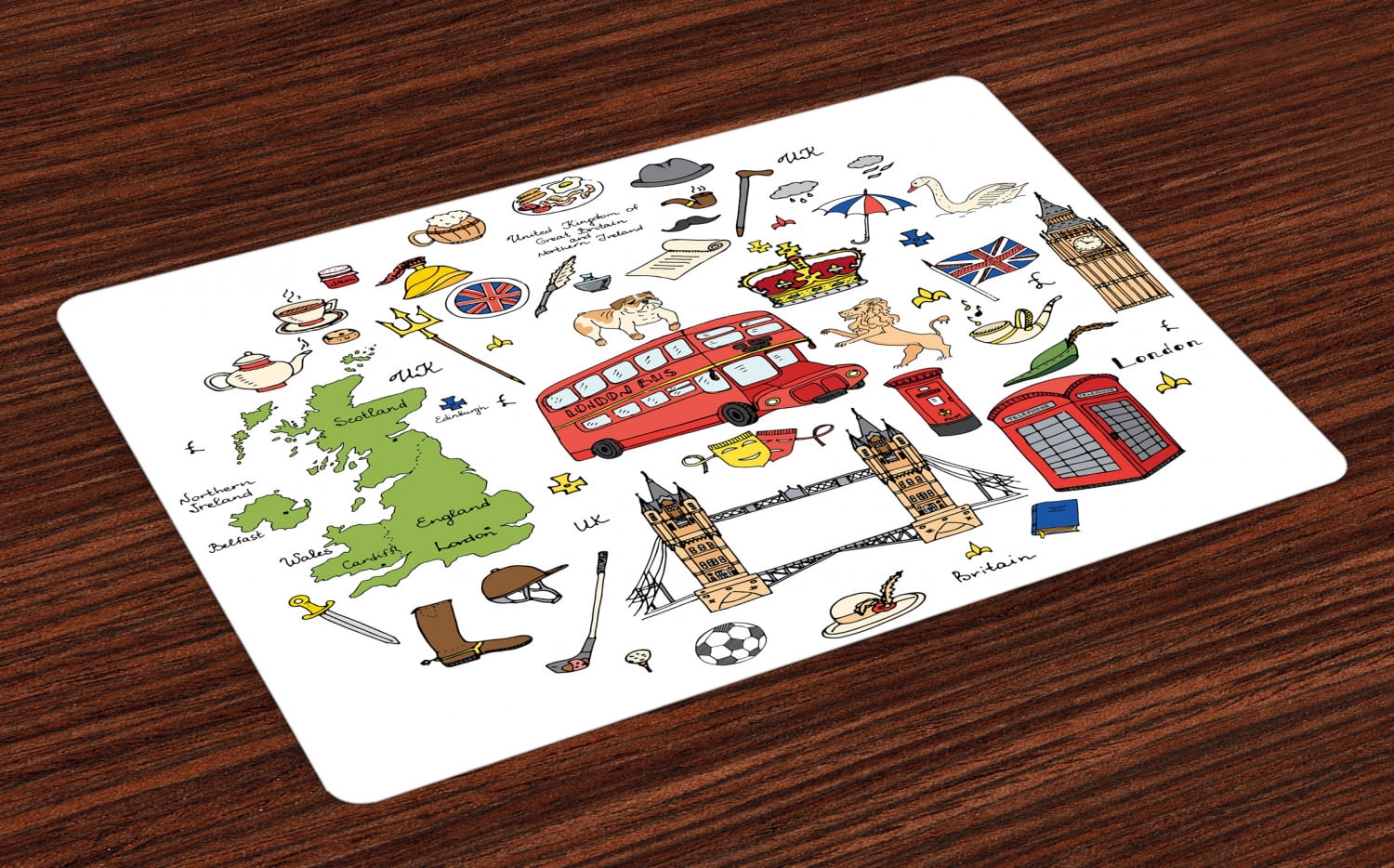 Ambesonne Travel Place Mats Set of 4, Sketchy Famous Tourist, Standard ...