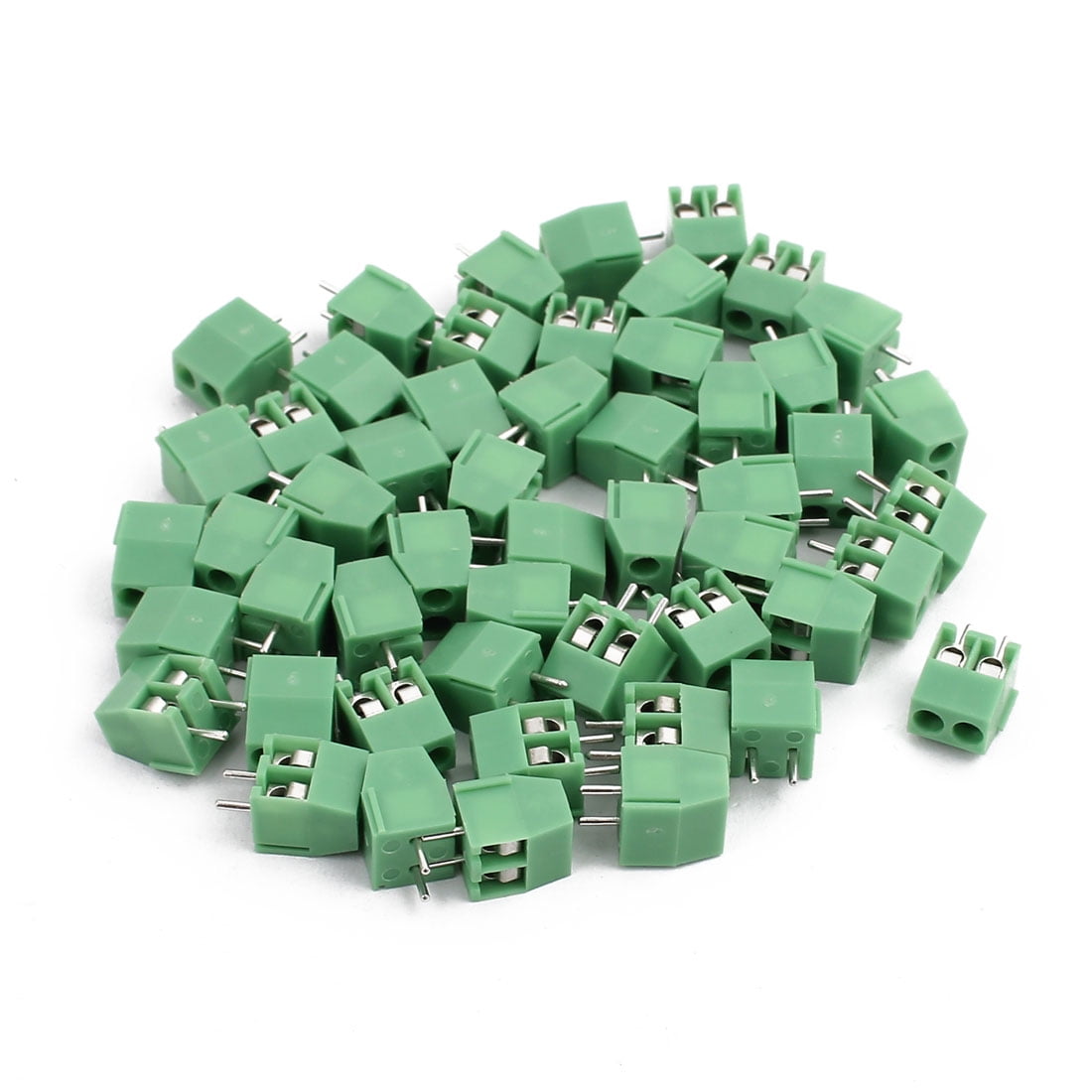 50Pcs AC300V 10A 2P 3.5mm Pitch Screw PCB Terminal Blocks Connector Green - Walmart.com