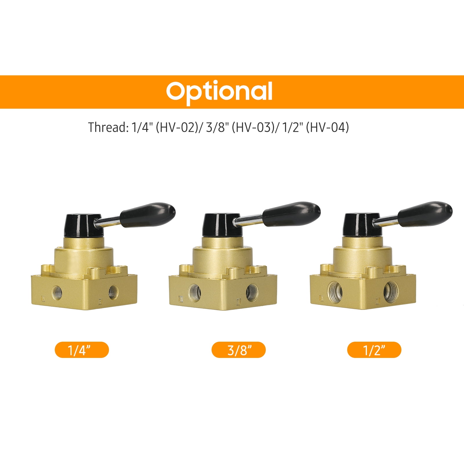 Buy Labymos 1/2-inch Pneumatic Rotary Lever Hand Valve 4 Way 3 Position ...