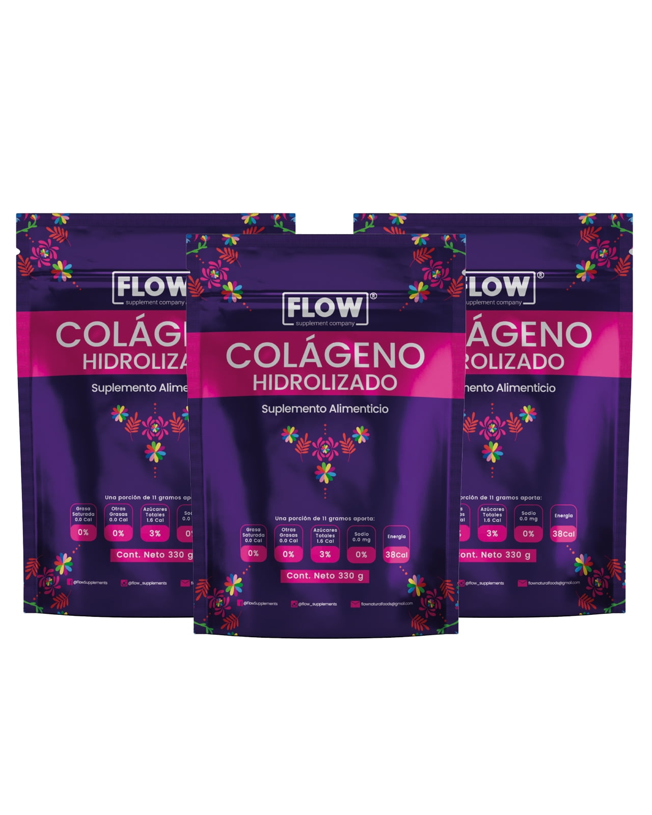 Suplemento FLOW SUPPLEMENT COMPANY 3 PACK Colágeno Hidrolizado con ...