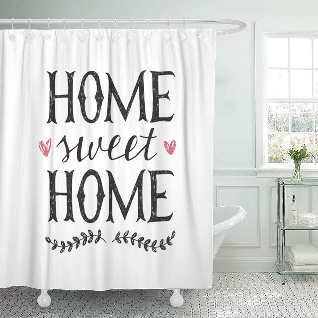 KSADK Sign Sweet Home Hand Lettering Word Vintage Script Shower Curtain ...
