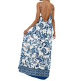 HAJWOH Women's Open Back Spaghetti Strap Beach Floral Print Maxi Dress ...