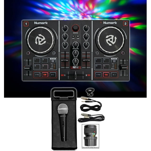 Numark Party Mix DJ Controller w/ Built In Light Show+Microphone+Cables ...