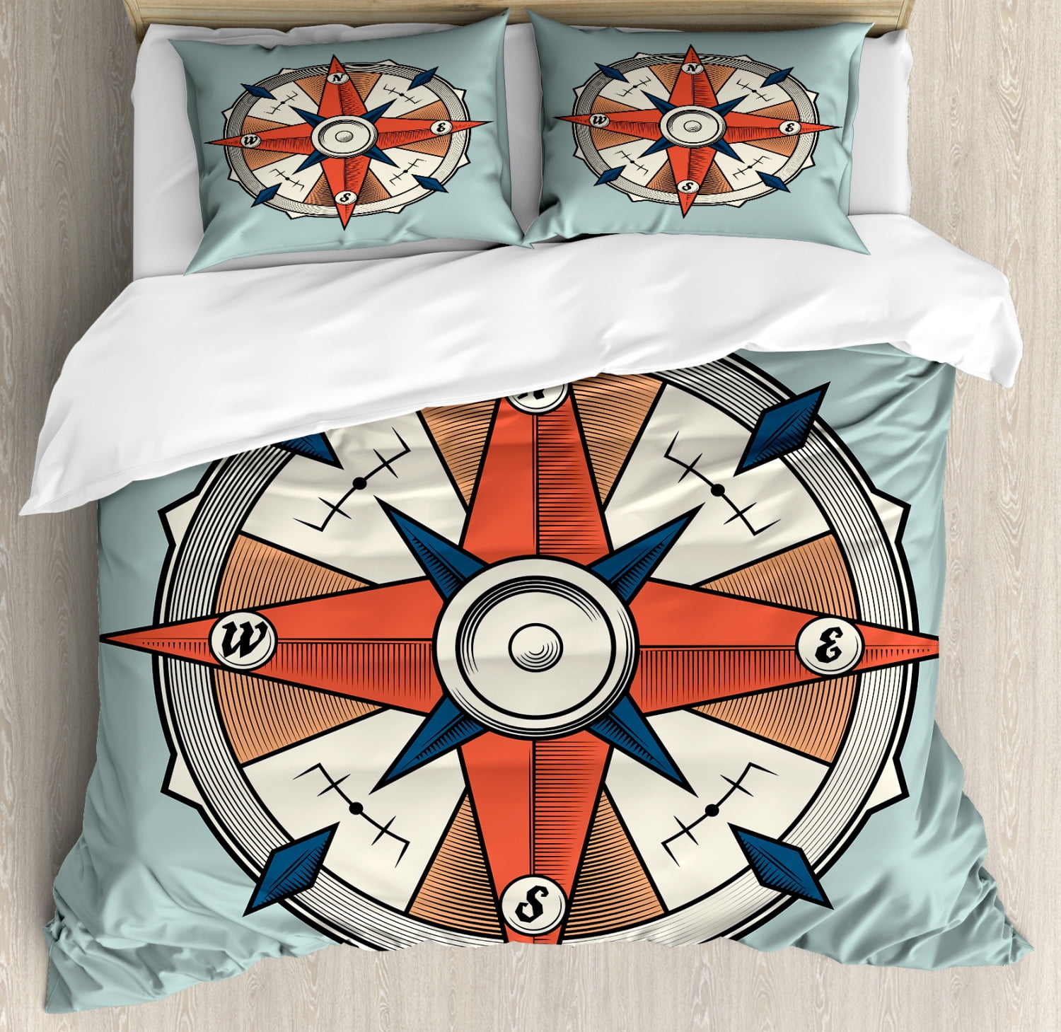 Compass King Size Duvet Cover Set, Compass Illustration Arrows ...