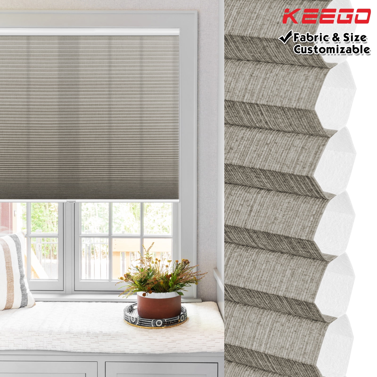 Keego Printed Cordless Celluar Shades Semi Blackout Honeycomb Window ...
