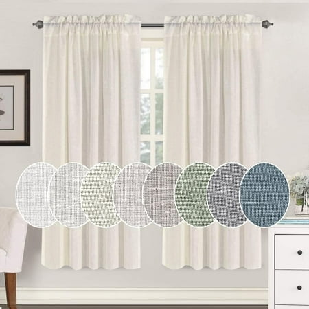 Linen Curtains Light Filtering Privacy Protecting Panels Premium Soft ...