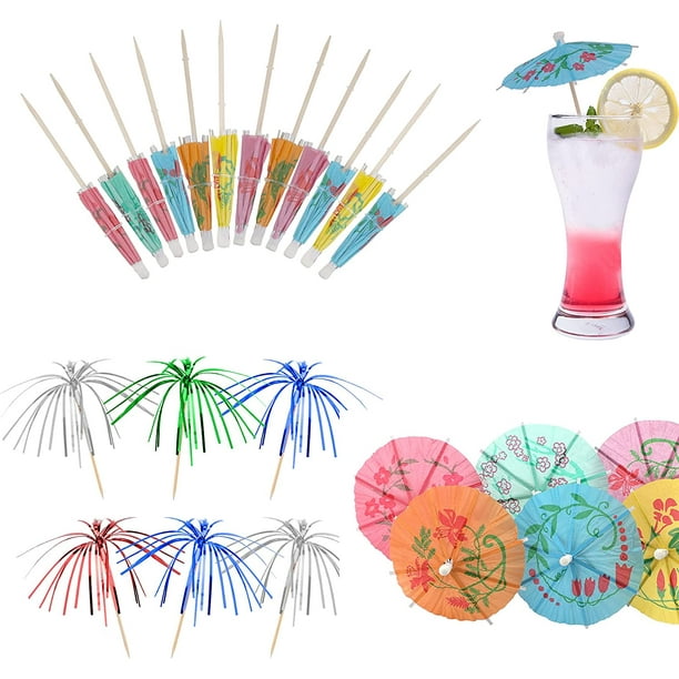 HTAIGUO 100pcs Multicolored Tropical Cocktail Decorations Drinks Sticks ...