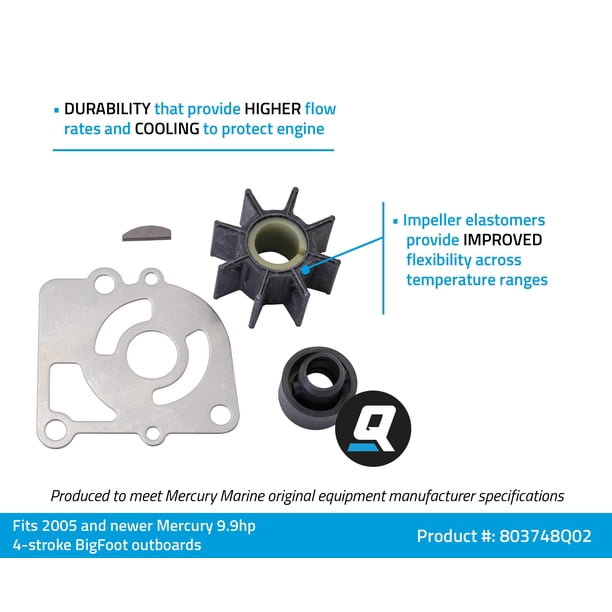 Quicksilver 803748Q02 Water Pump Impeller Repair Kit - Mercury 9.9 ...