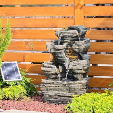 Outdoor Modern Waterfall Fountain Water Fall Fountains with LED Lights ...