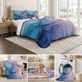 Blue Gradient Water Ripple 3 Pieces Quilt Set,1 Quilt with 2 Shams ...
